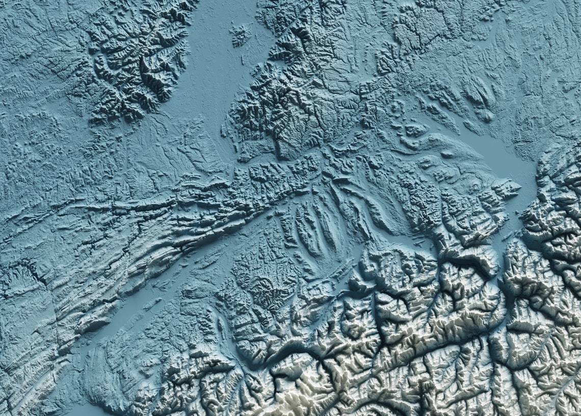 Alps Shaded Relief Map Print Topographic Map Art Terrain Relief ...