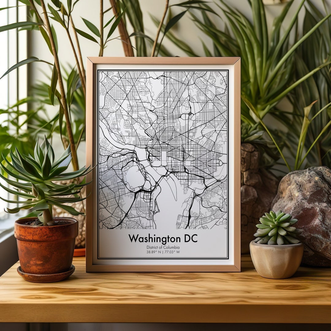 Washington DC Map Poster, Minimalist Map, Map Print of Washington DC ...