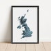 United Kingdom Minimalist Relief Map Print Topographic Map Art Terrain ...