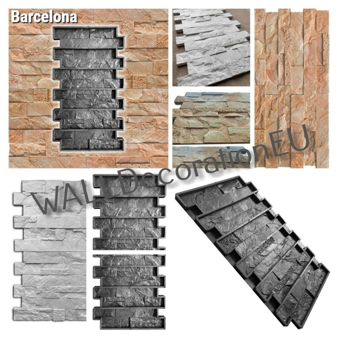 Rubber Mold for Gypsum or Concrete DIY Stone Tiles, Polyurethane Mold ...