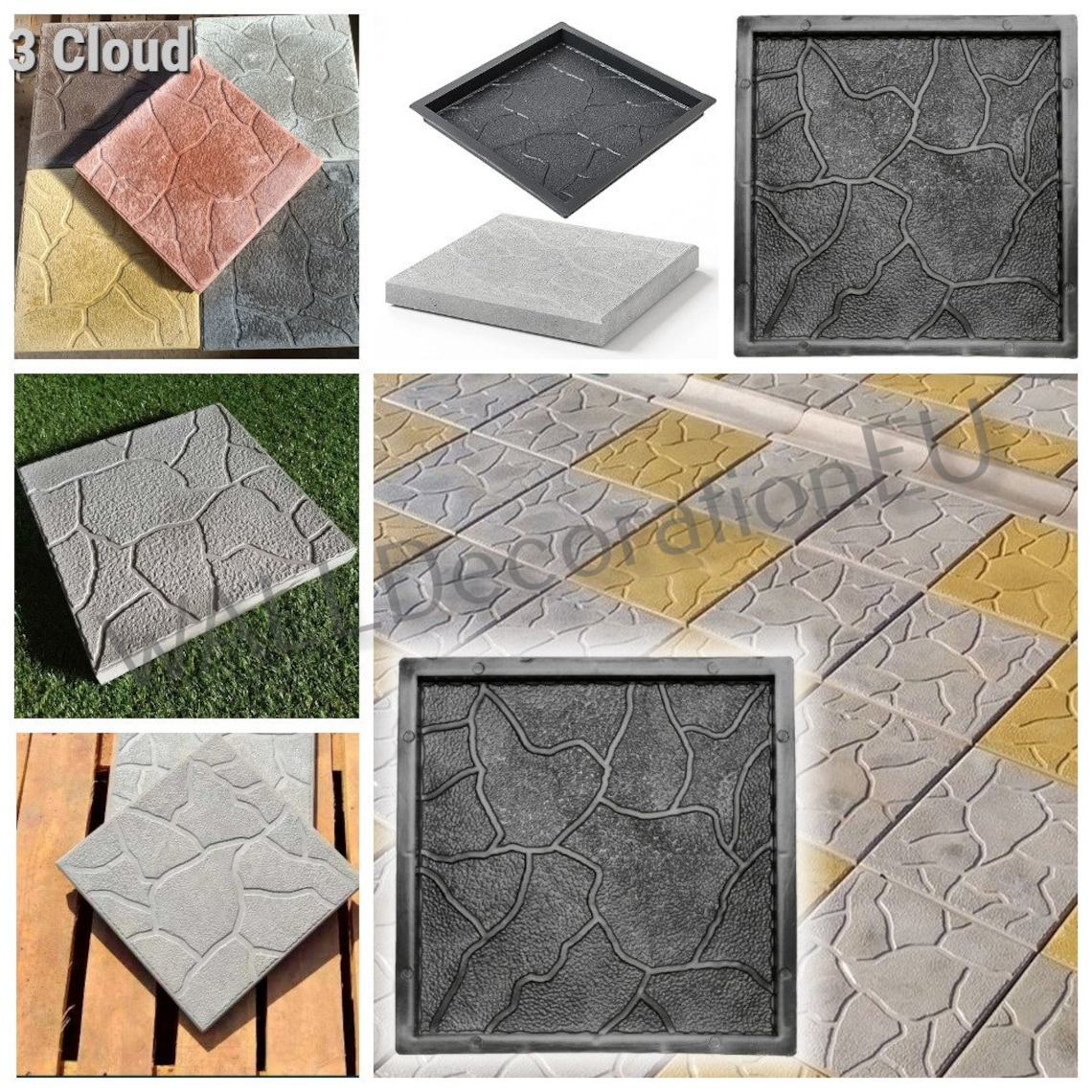 Plastic Mold for Concrete Paving Slabs, Stone Pattern,concrete Garden ...