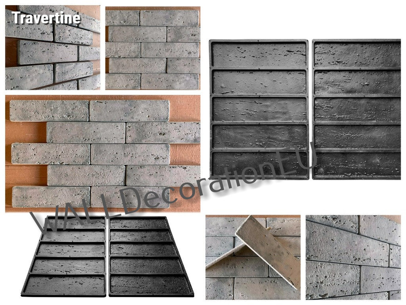 Rubber Mold for Gypsum or Concrete DIY Stone Tiles, Polyurethane Mold ...