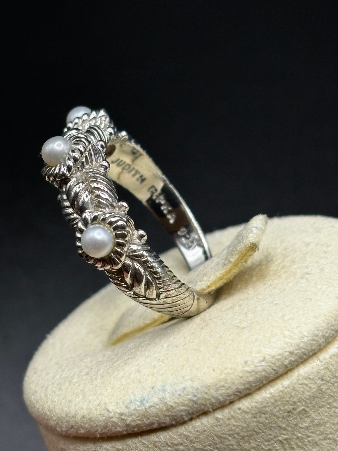 Vintage Judith Ripka Pearl Ring in Sterling Silver - Etsy