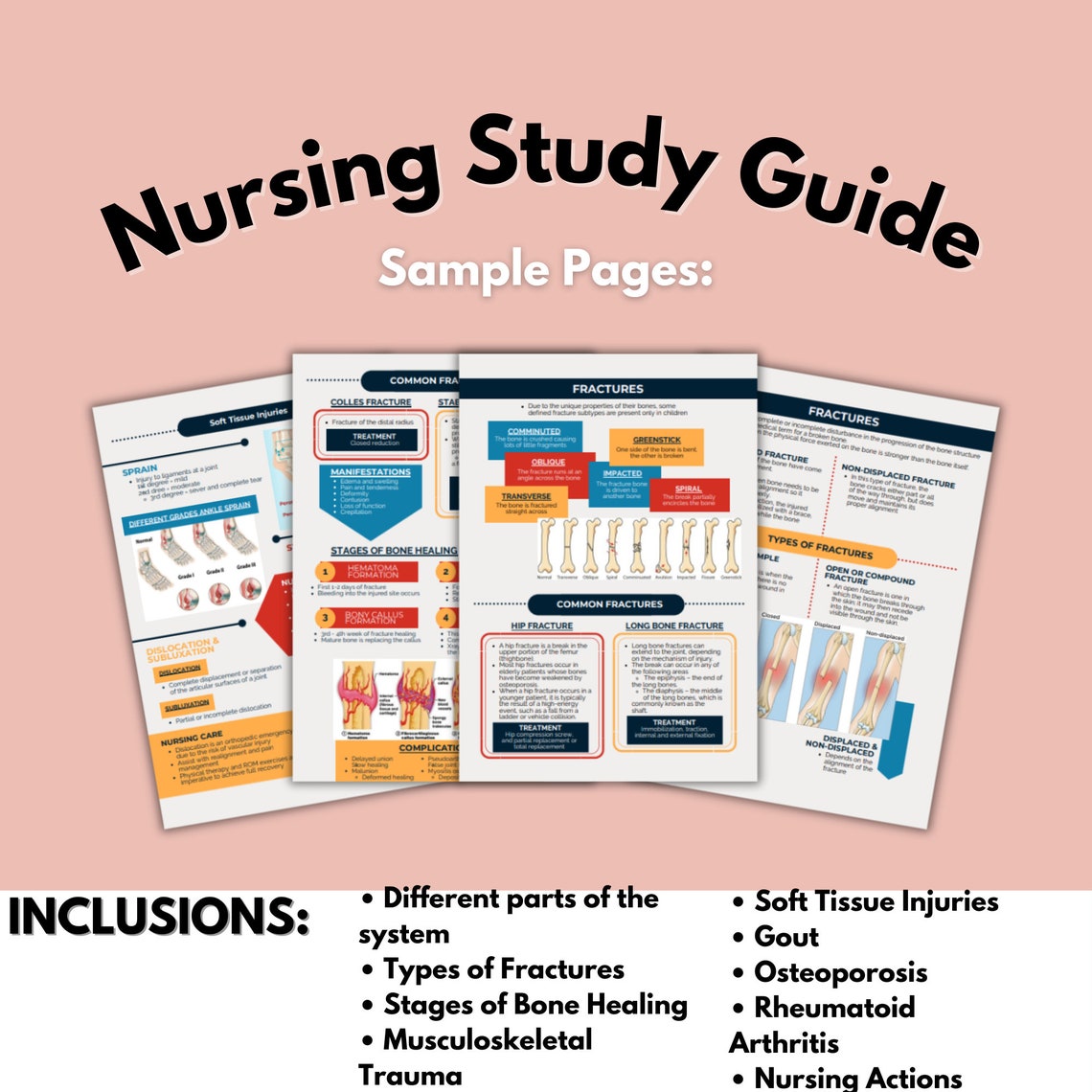17 Pages Musculoskeletal System - Med Surg Study Notes , Doctor Lecture ...