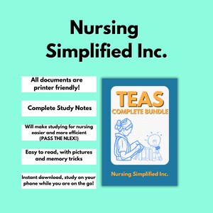 Complete Bundle TEAS 7 | Nursing School | Study Guide Posters | Study ...