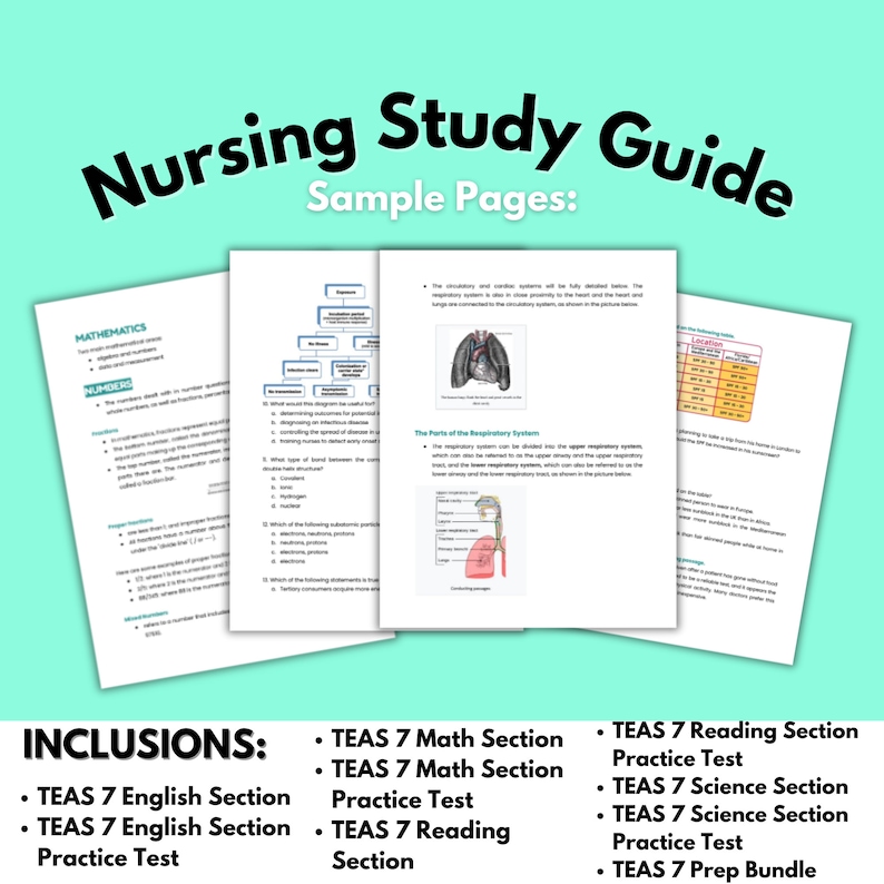 Complete Bundle TEAS 7 | Nursing School | Study Guide Posters | Study ...