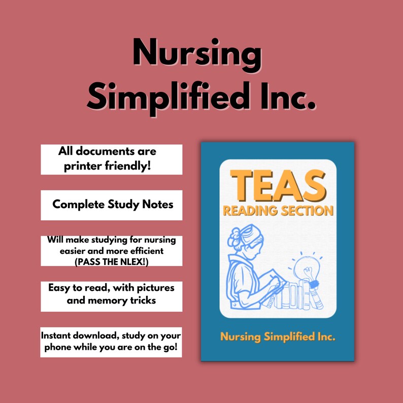 Reading Section - TEAS Exam 7 | Nursing School | Pre Med |study Guide ...