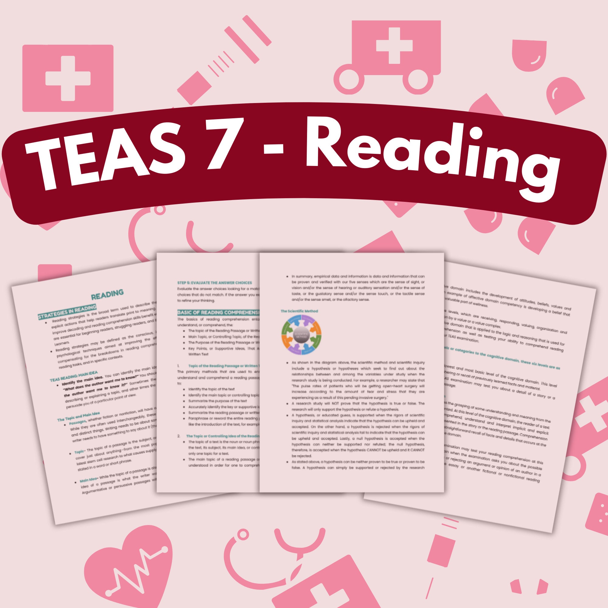 Reading Section - TEAS Exam 7 | Nursing School | Pre Med |study Guide ...
