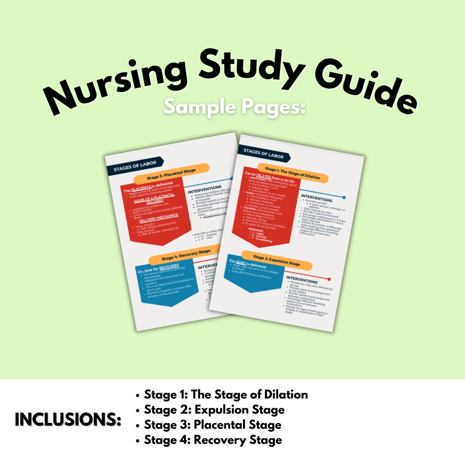 2 Pages Stages of Labor Guide | Med Student | Pre Med Lectures ...
