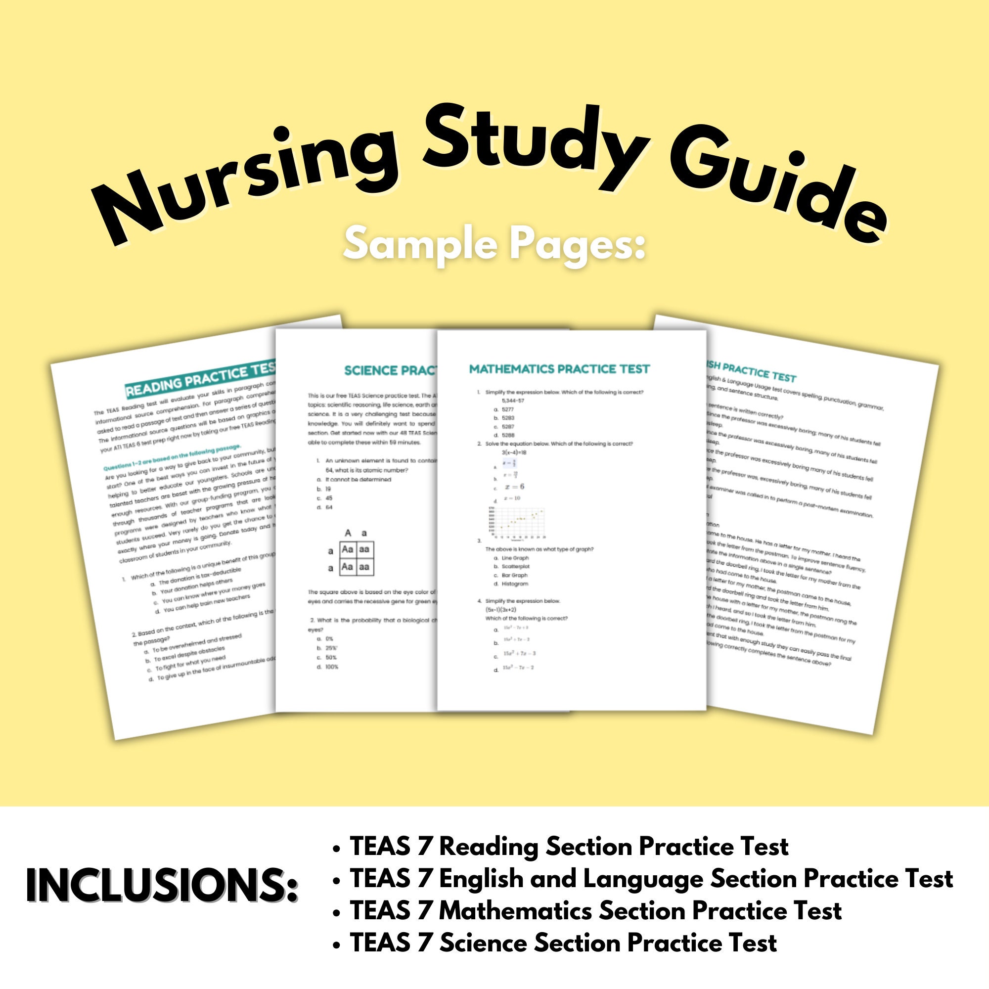 Practice Test - TEAS Exam 7 | Nursing School | Study Guide Posters ...