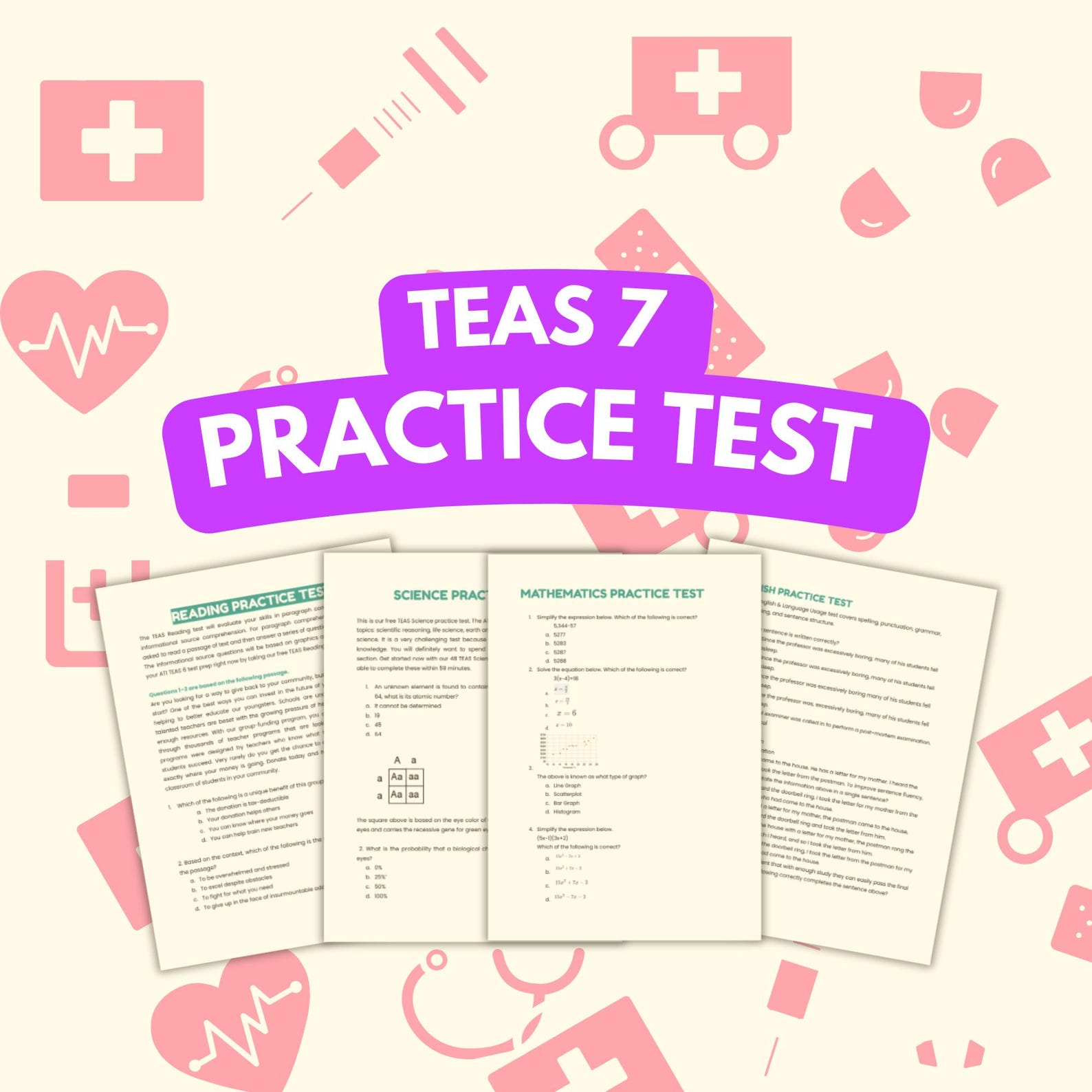 Practice Test - TEAS Exam 7 | Nursing School | Study Guide Posters ...