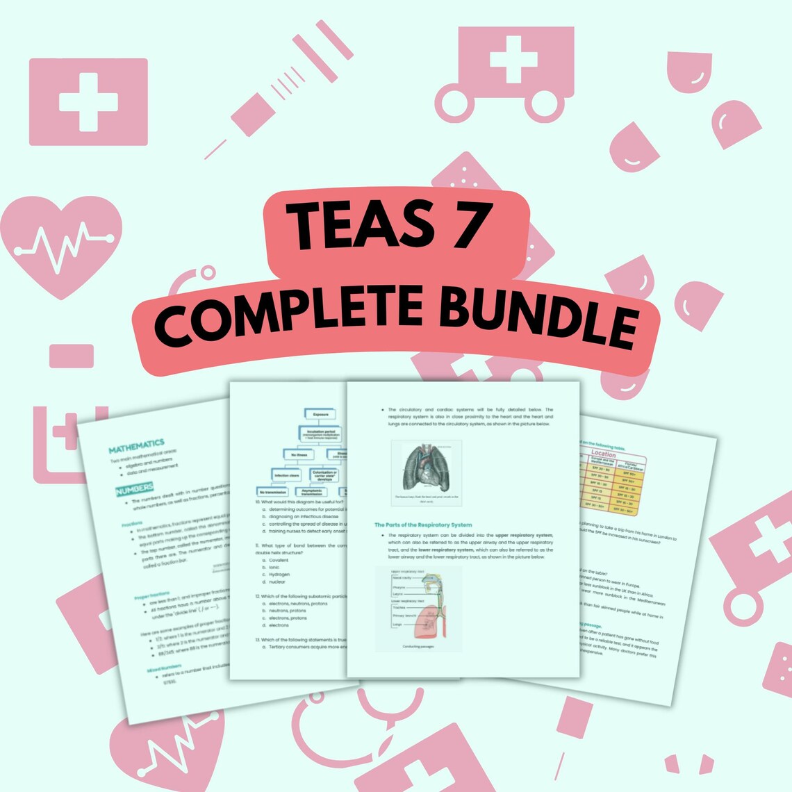 Complete Bundle TEAS 7 | Nursing School | Study Guide Posters | Study ...