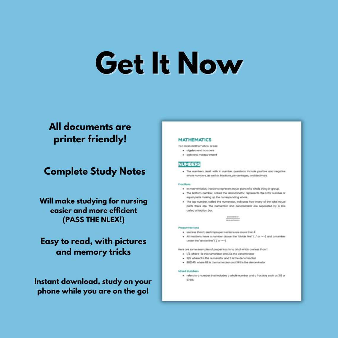 Math Section - TEAS Exam 7 | Nursing School | Study Guide Posters ...