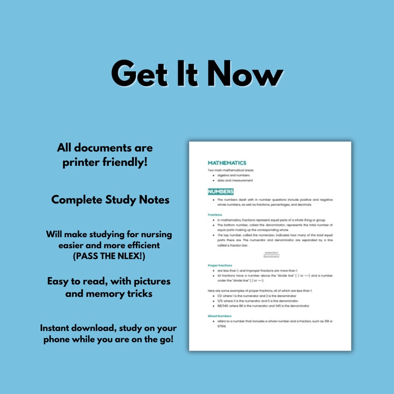 Math Section - TEAS Exam 7 | Nursing School | Study Guide Posters ...