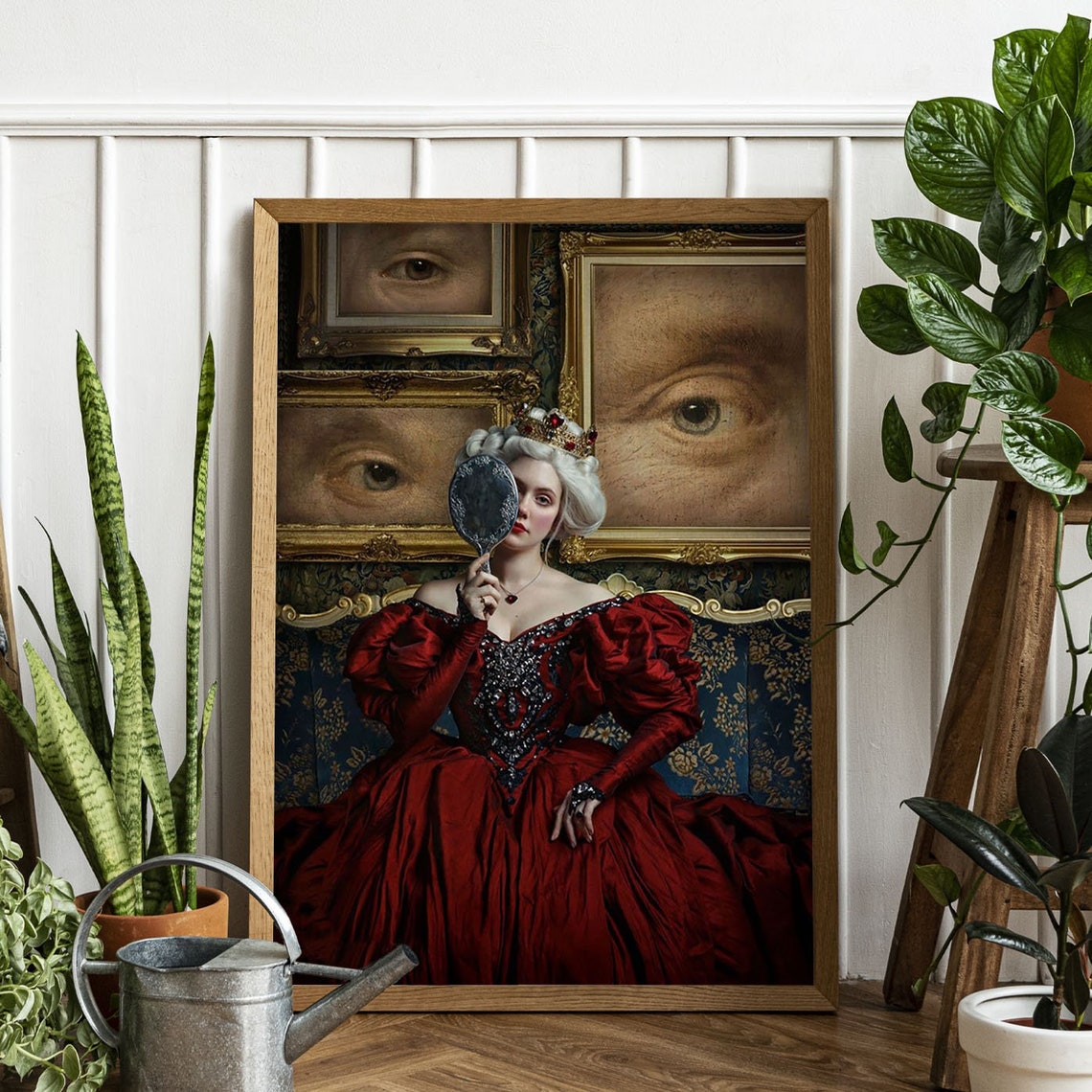 Vintage Canvas Painting Portrait Woman Antique Moody Portrait Rustic ...