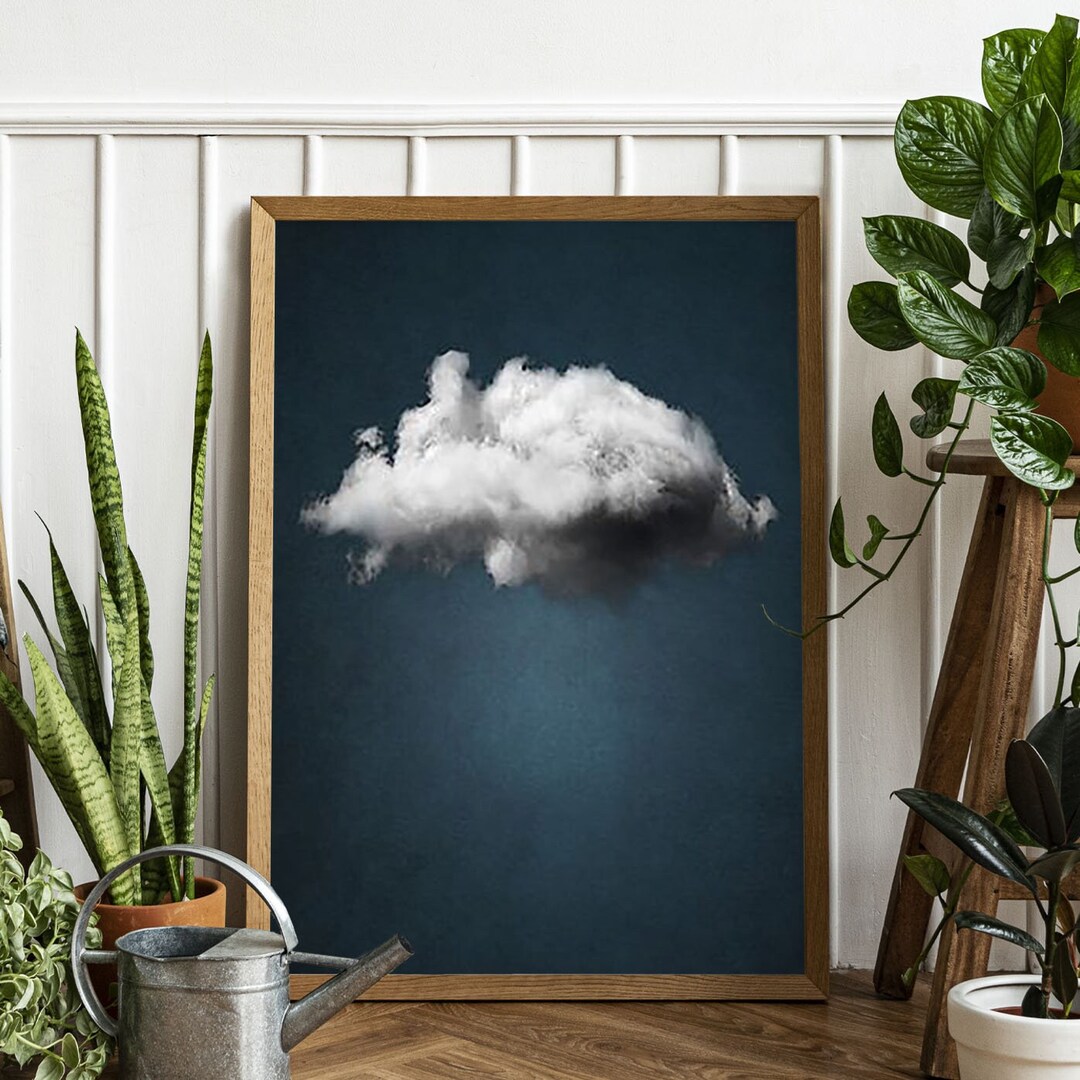 Navy Blue Cloud Wall Art Framed, Canvas Art Print, Giclee, Large Wall ...