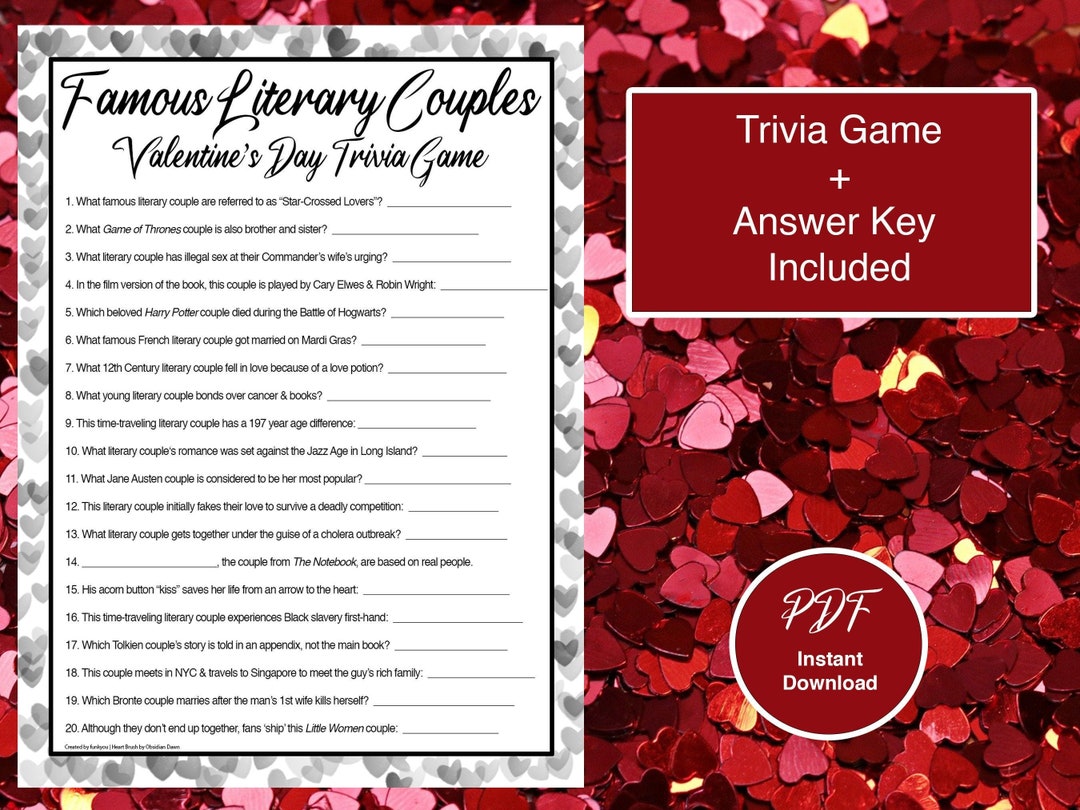 Valentines Day Trivia Printable | Valentines Game Galentines Day ...