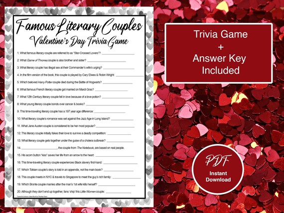 Valentines Day Trivia Printable Valentines Game Galentines | Etsy