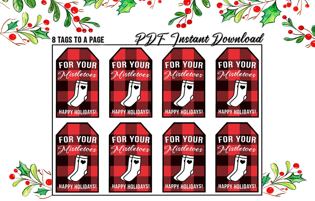 Printable Christmas Tags for Socks - for Your Mistletoes | Christmas ...