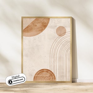 Aesthetic Boho Abstract Print Set, Neutral Geometric Modern Art Set of ...