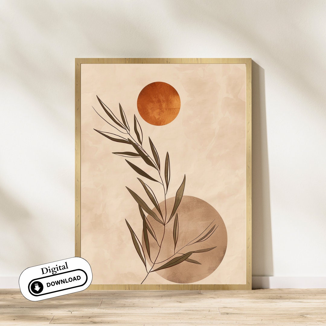 Aesthetic Boho Abstract Print Set, Neutral Geometric Modern Art Set of ...