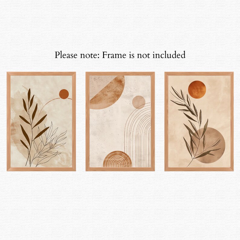Aesthetic Boho Abstract Print Set, Neutral Geometric Modern Art Set of ...