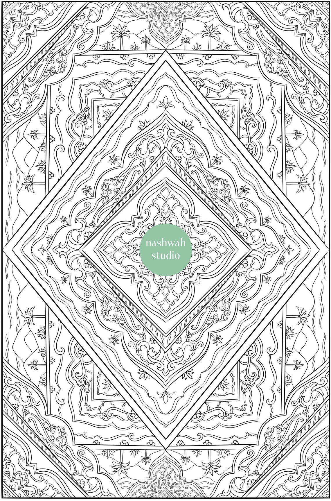 Palm Tree Carpet Colouring Page - Etsy