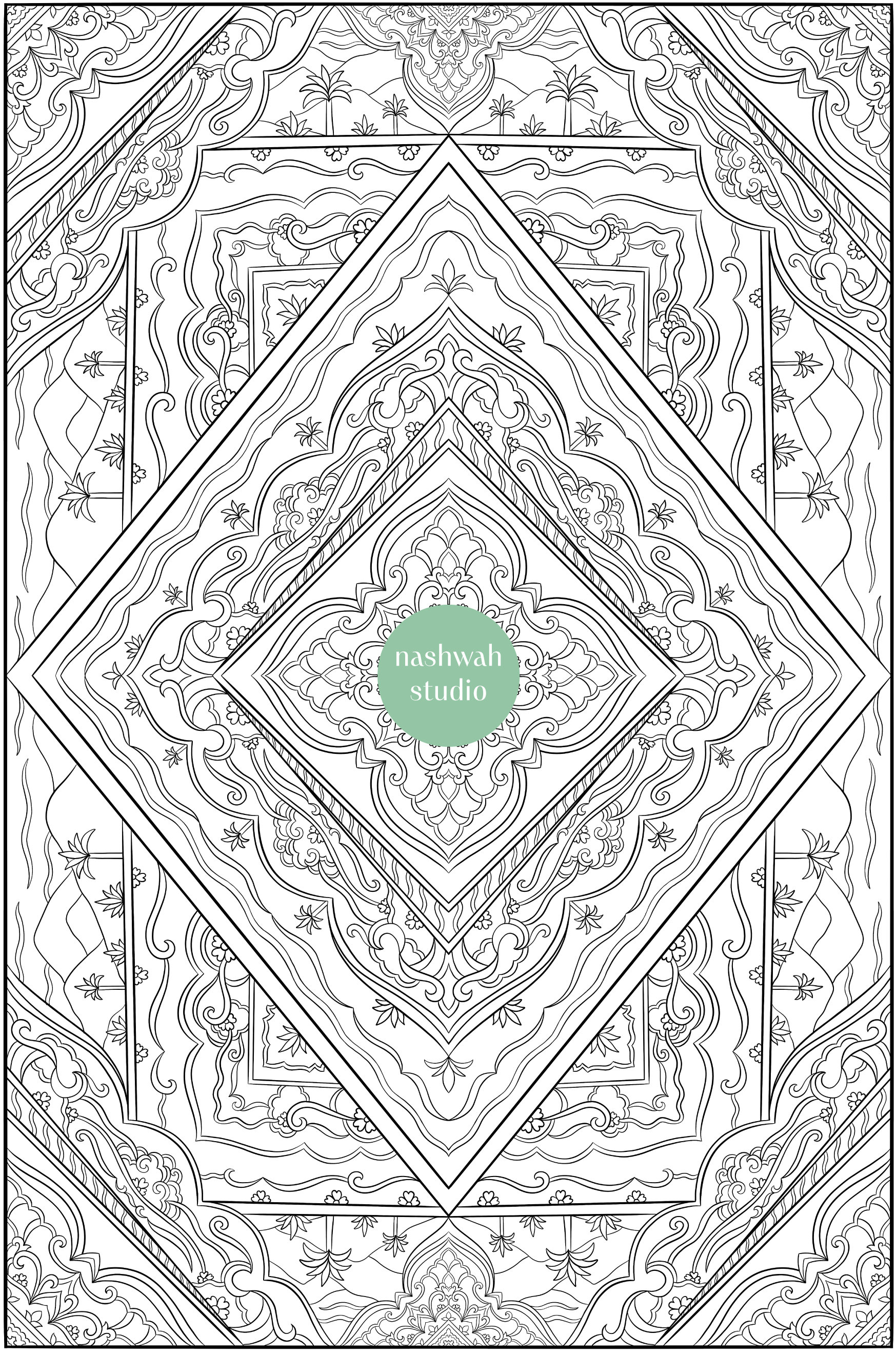 Palm Tree Carpet Colouring Page - Etsy