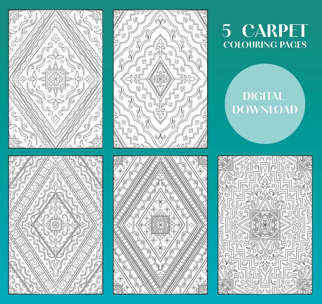 Carpet Colouring Pages - Set of 5 DIGITAL PDF DOWNLOAD - Etsy
