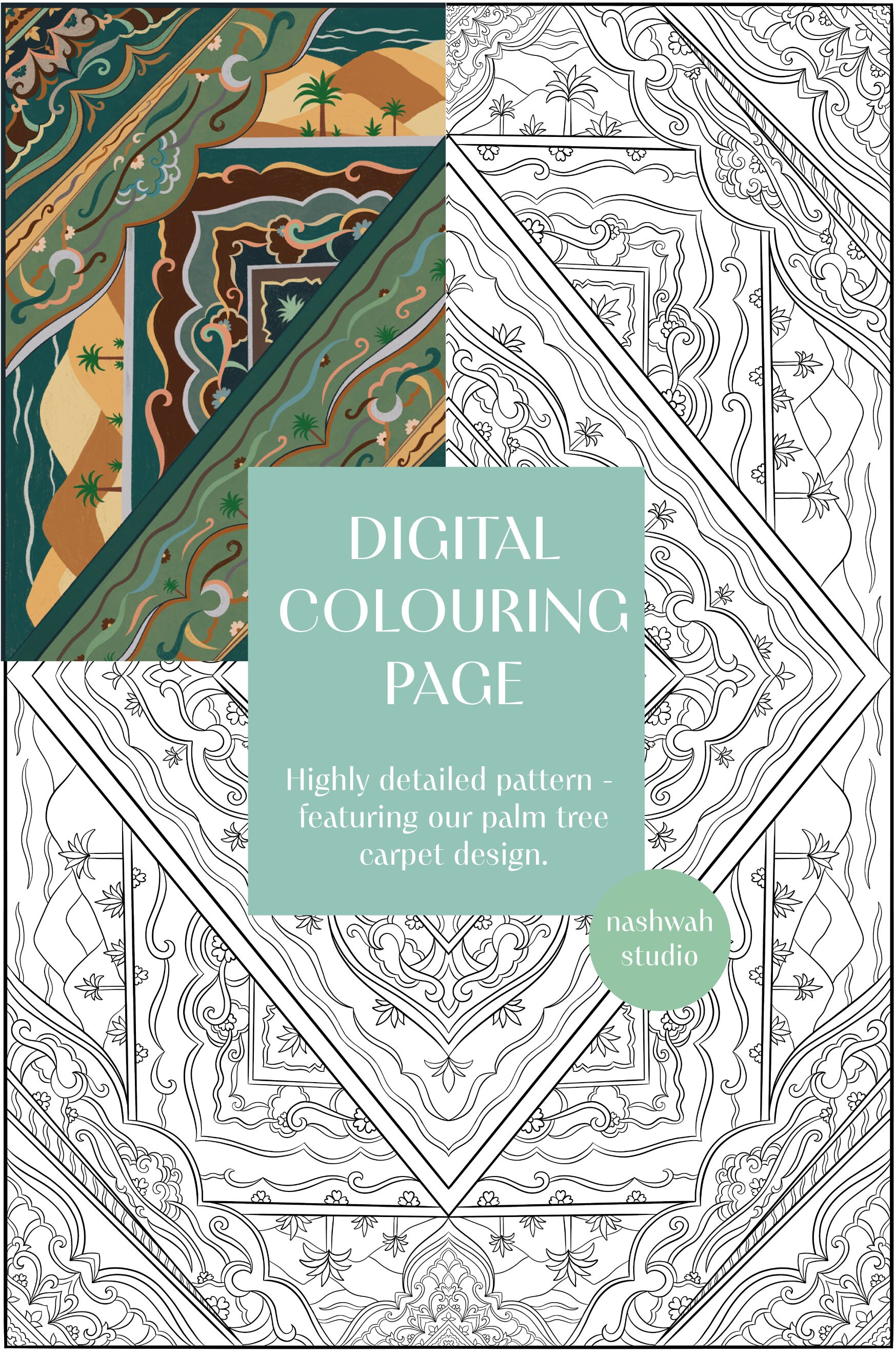 Palm Tree Carpet Colouring Page - Etsy