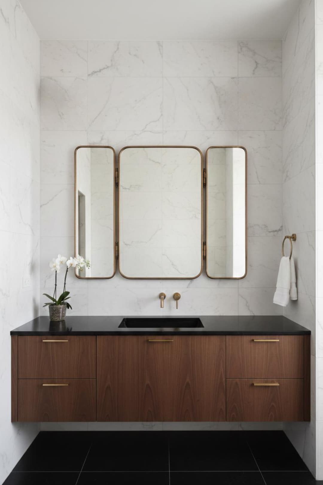 Tri Fold Brass Bathroom Mirror – Three Panel Triptych Vanity Mirror - Etsy