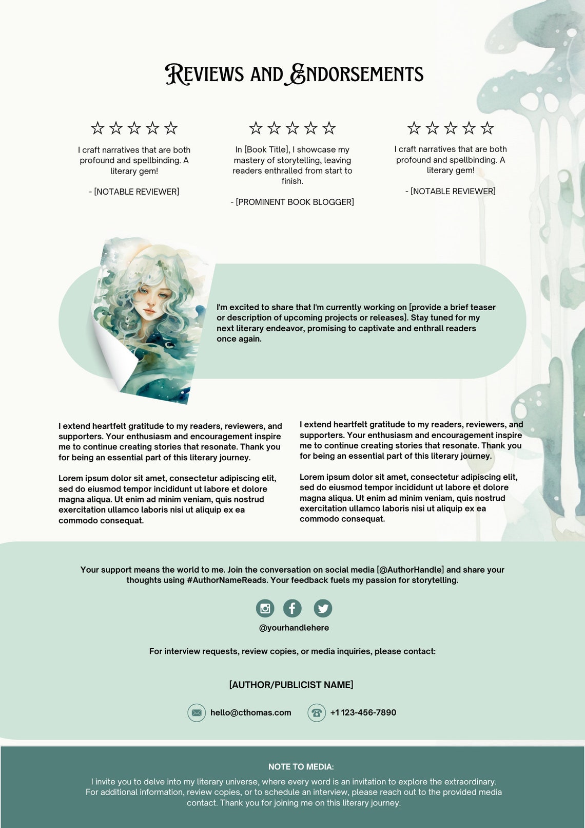 Author Media Kit Canva Template, Customizable Press Kit Design, Perfect ...