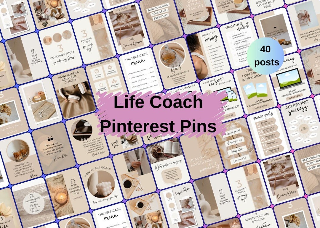 40 Life Coach Pinterest Pin Templates Editable Canva Templates for Life ...
