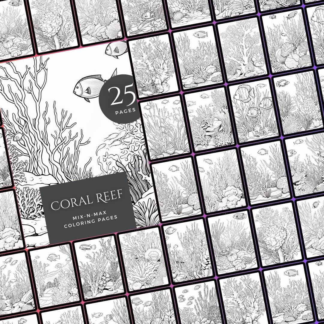 Coral Reef Coloring Book 25 Printable Pages Ocean Life Coloring Pages ...