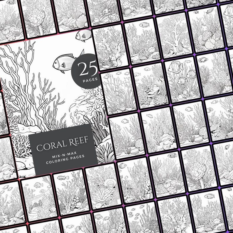 Coral Reef Coloring Book 25 Printable Pages Ocean Life Coloring Pages ...