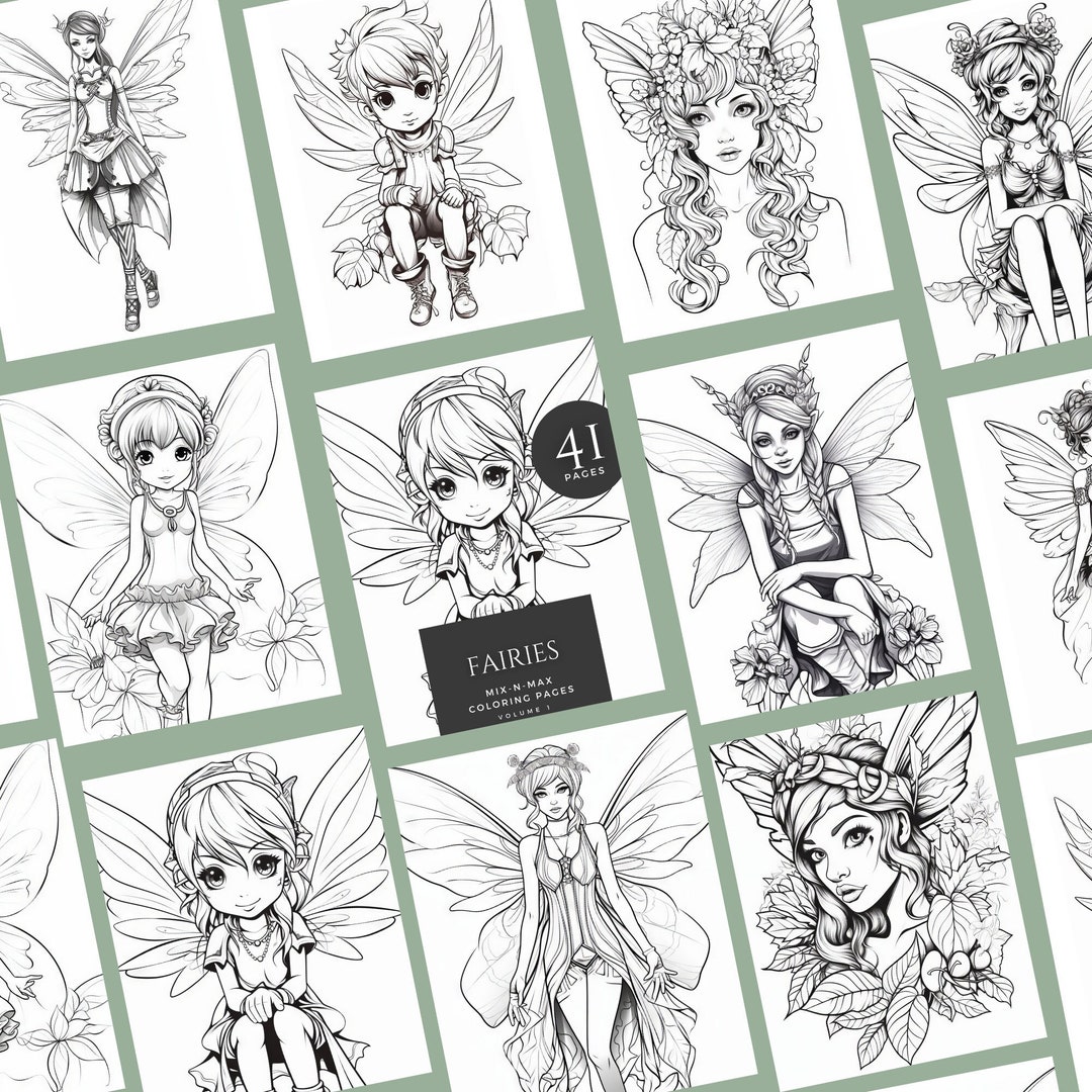 Fairies Coloring Book - Etsy