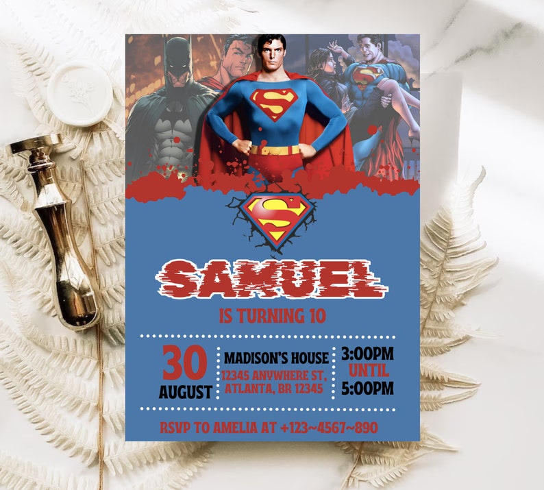 Superman Birthday Invitation Template Super Hero Birthday Party ...