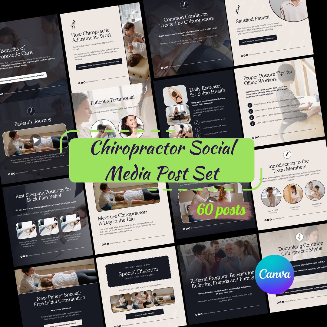 Chiropractor Social Media Post Set - Etsy