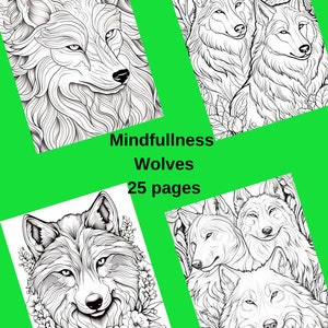 Mindfulness Wolves Coloring Book printable on 8.5 X 11 Paper. 25 ...