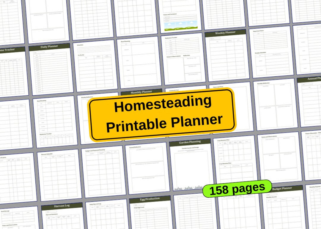 Homesteading Printable Planner, Comprehensive 158-page Guide for Self ...