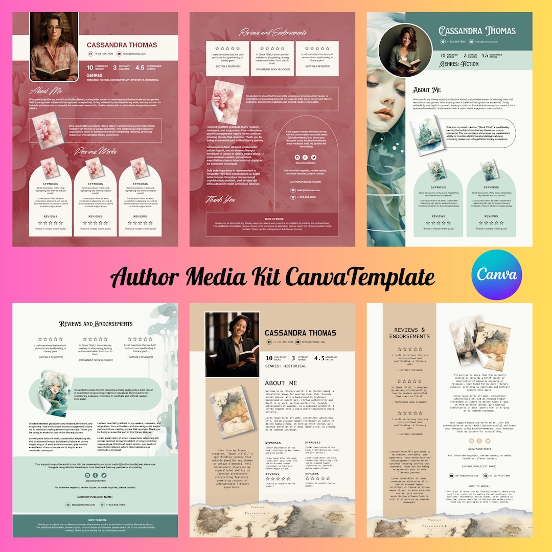 Author Media Kit Canva Template, Customizable Press Kit Design, Perfect ...