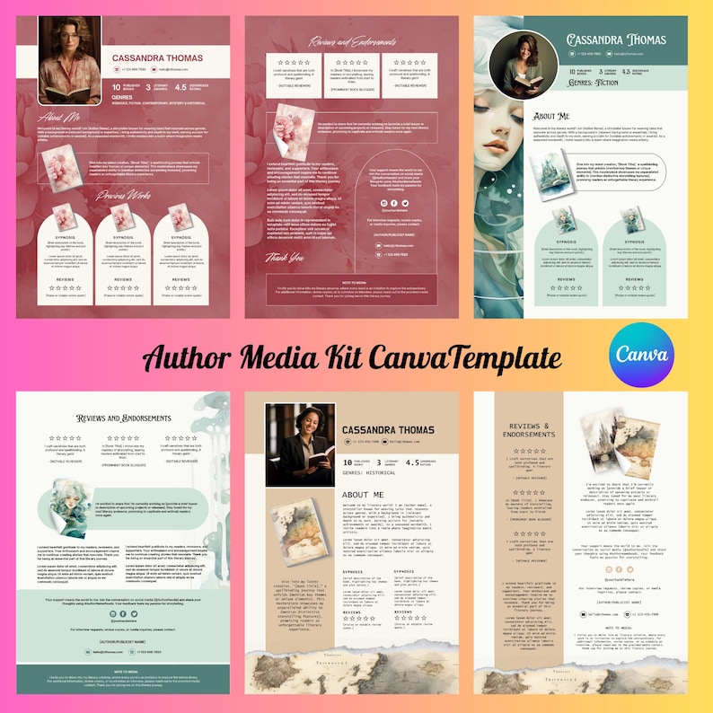 Author Media Kit Canva Template, Customizable Press Kit Design, Perfect ...