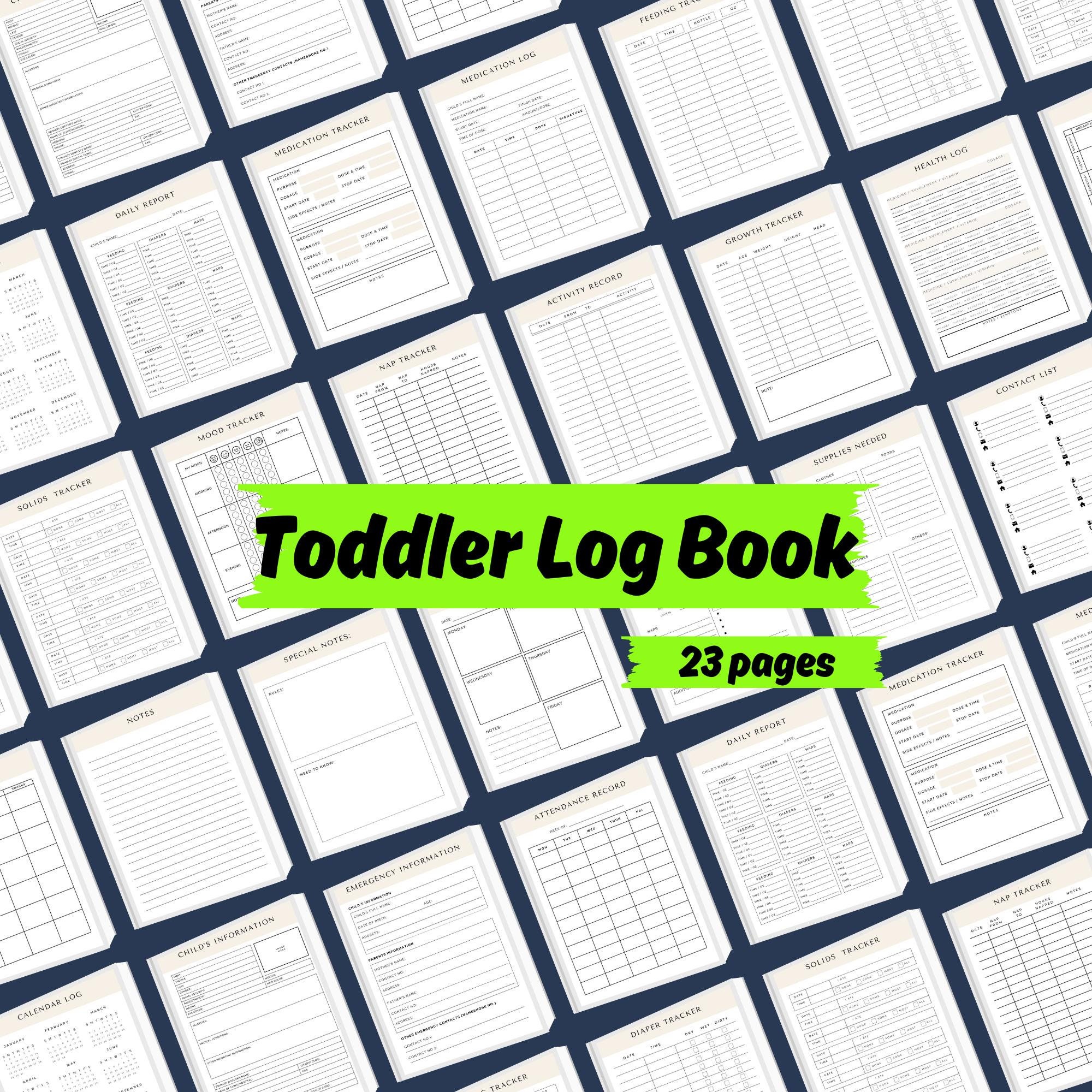 Printable Toddler Log Book 23 Pages Daily Activity Tracker for Parents ...