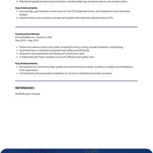 Professional Construction Resume Template Easy to Edit and Use - Etsy