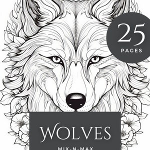 Mindfulness Wolves Coloring Book printable on 8.5 X 11 Paper. 25 ...
