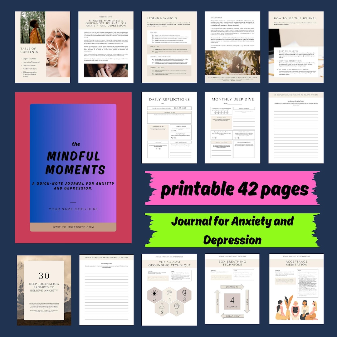 Printable Journal for Anxiety and Depression 42-page Mental Health ...