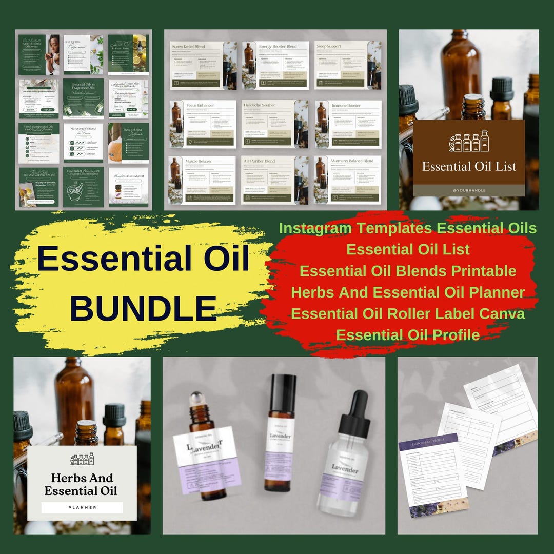 Essential Oil Bundle: Instagram Templates, Essential Oil List, DIY ...