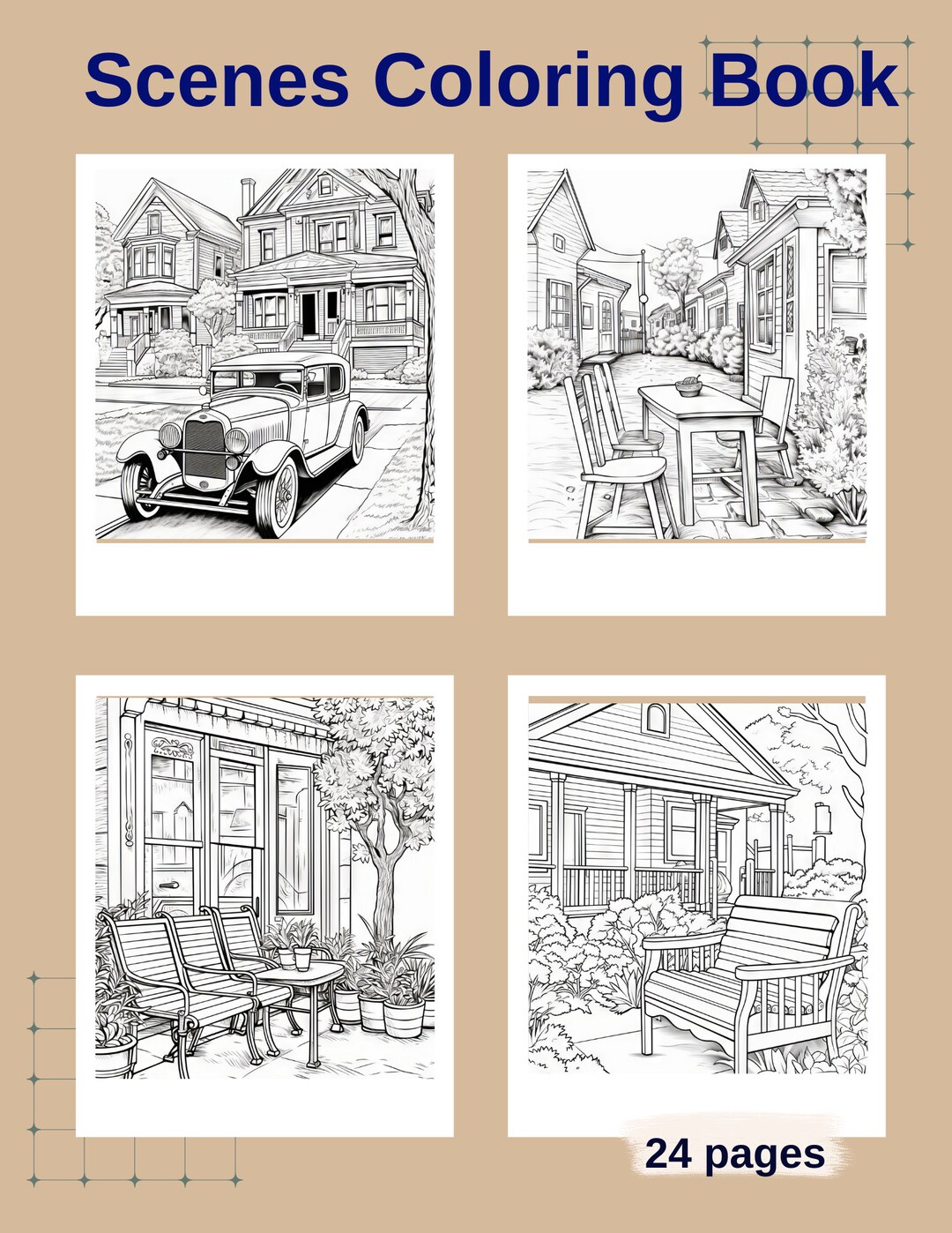 Printable Scenes Coloring Book 24 Pages Digital Download Relaxation and ...