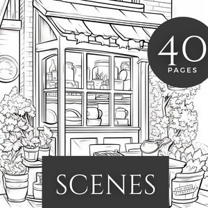 Scenes Coloring Book PDF Digital File, 40 Printable Scenes, Detailed ...