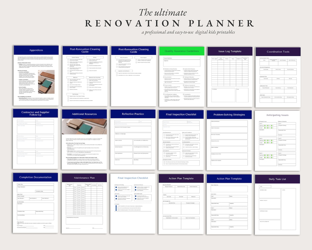 Renovation Planner Journal, Home Improvement Organizer, House Project ...